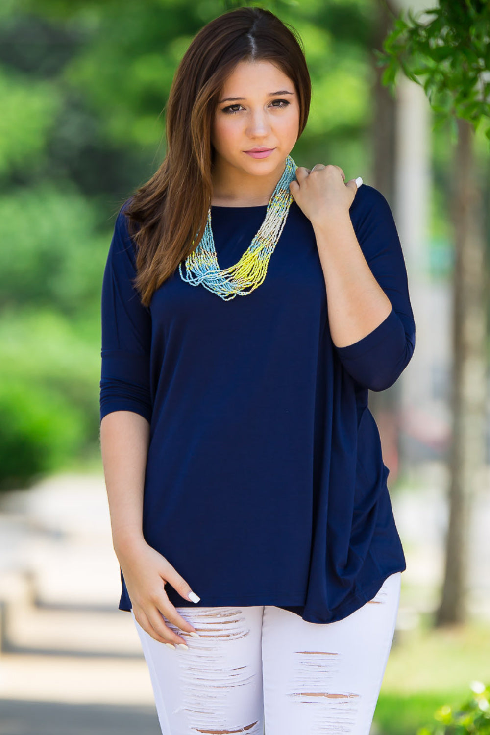 3/4 Sleeve Piko Top - Navy – Piko Clothing