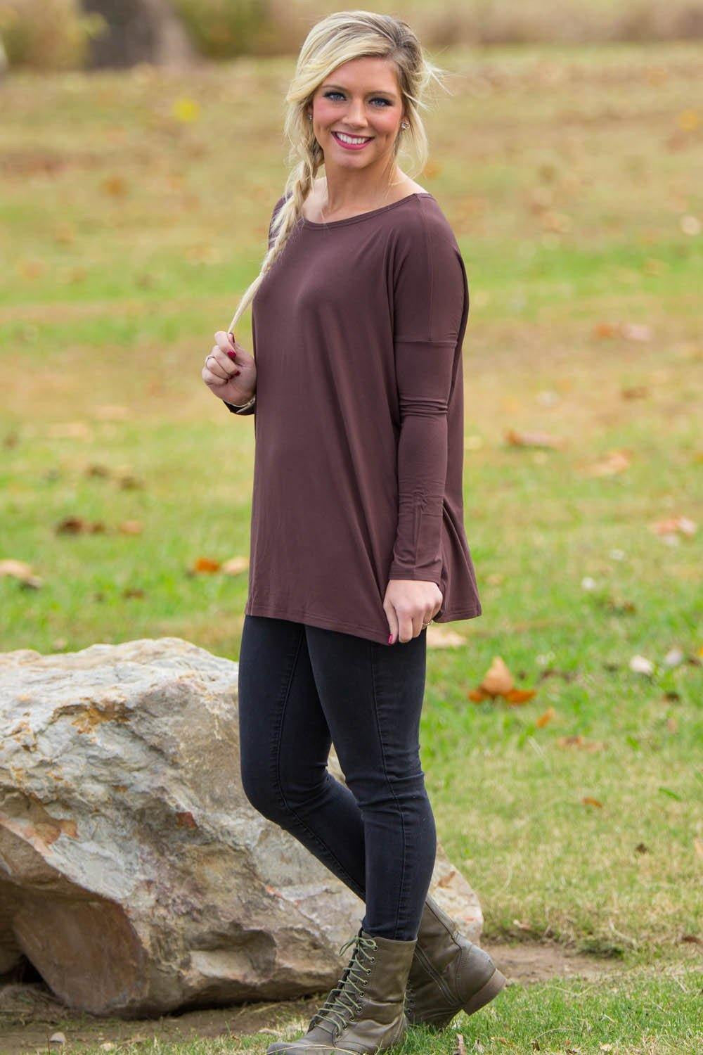 Long Sleeve Piko Top - Dark Brown – Piko Clothing