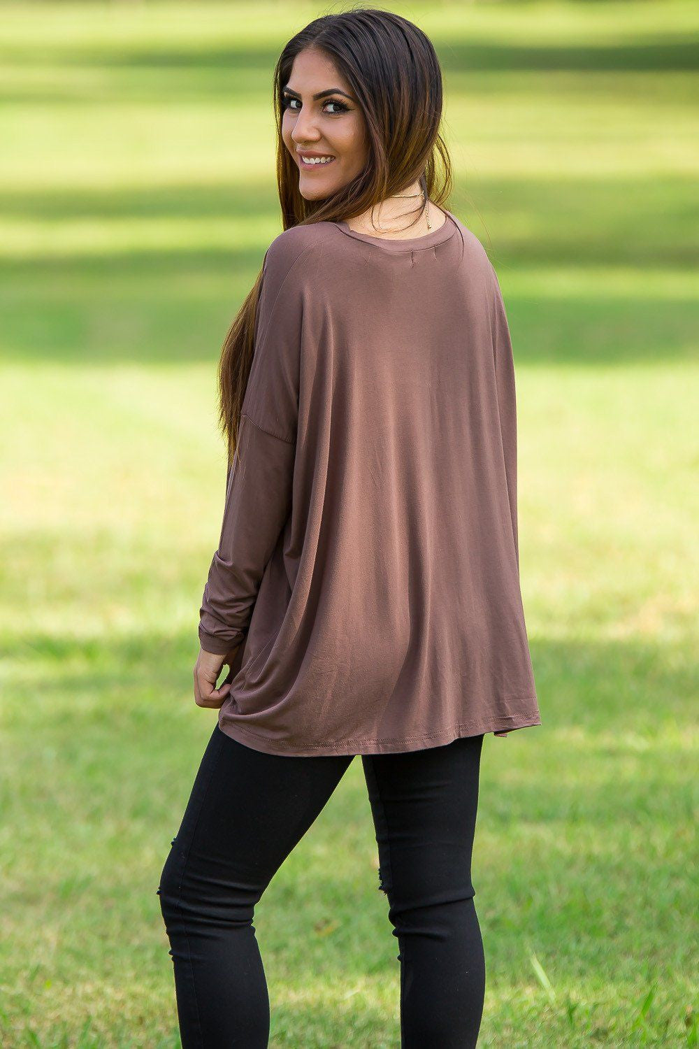 Long Sleeve V-Neck Piko Top -Bistre – Piko Clothing